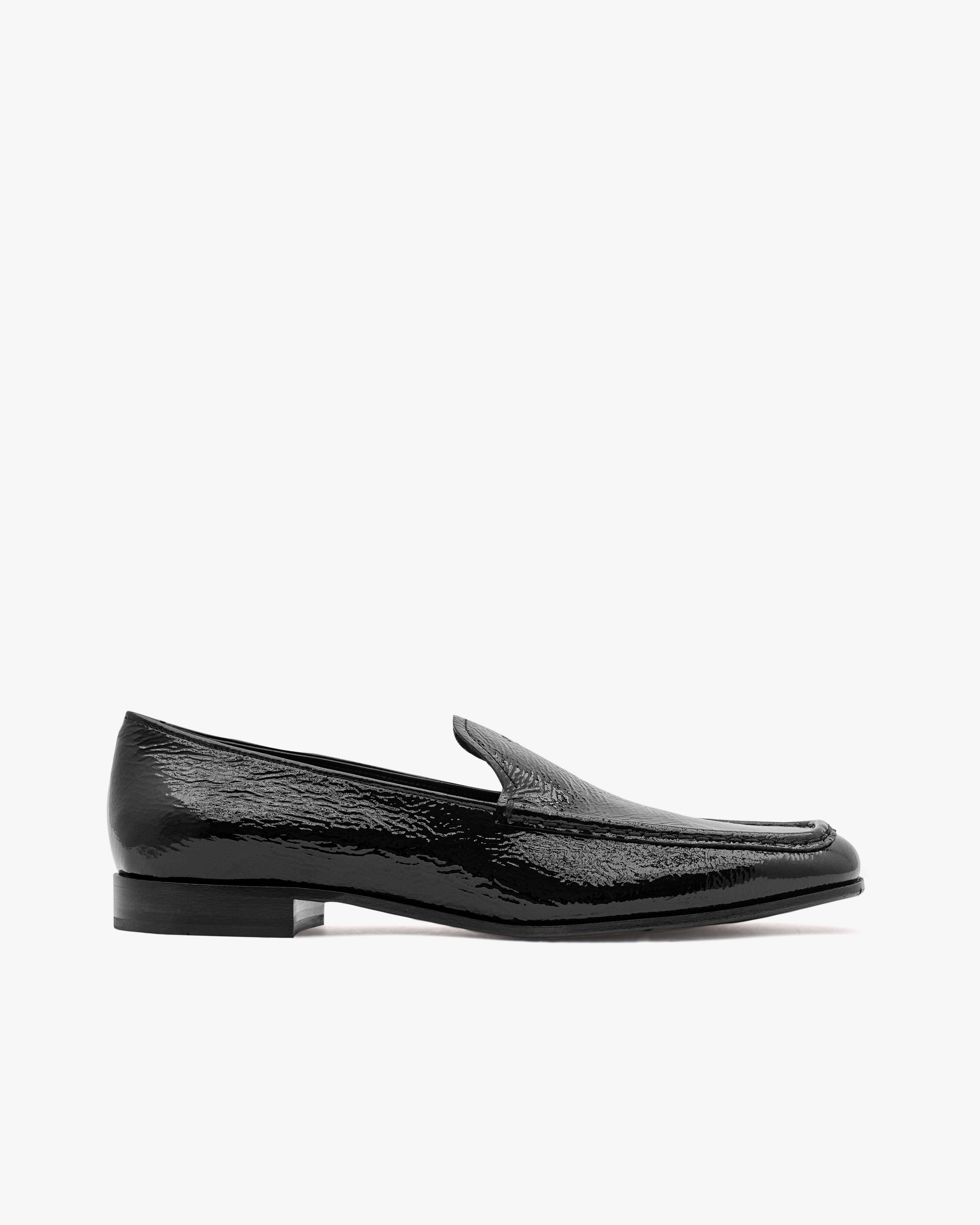 Prada: Women's Naplak Patent Leather Loafers (Black) | DSMNY E-SHOP