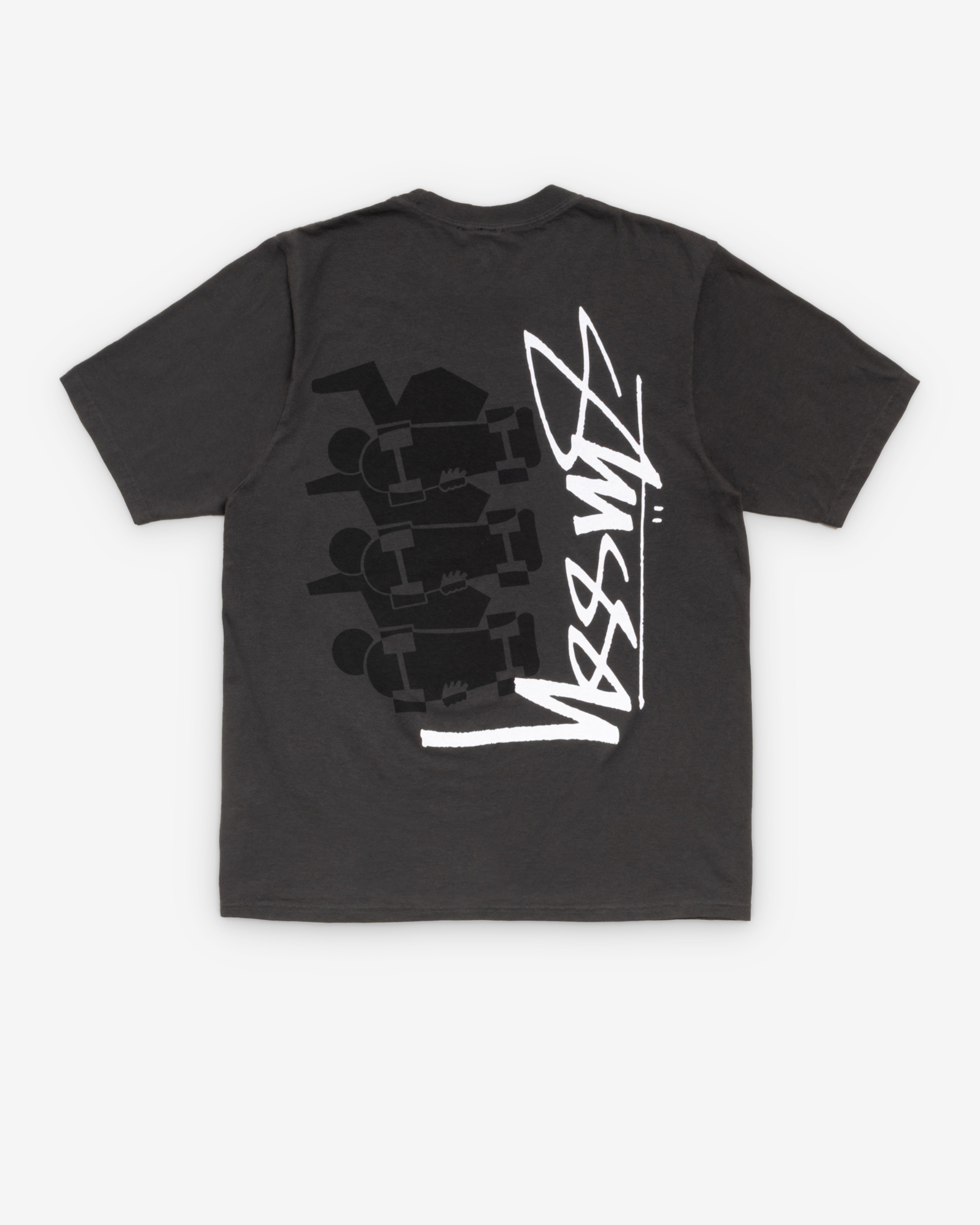 Stüssy: Men's Skate Stack Pig. Dyed Tee (Faded Black) | DSMNY E-SHOP