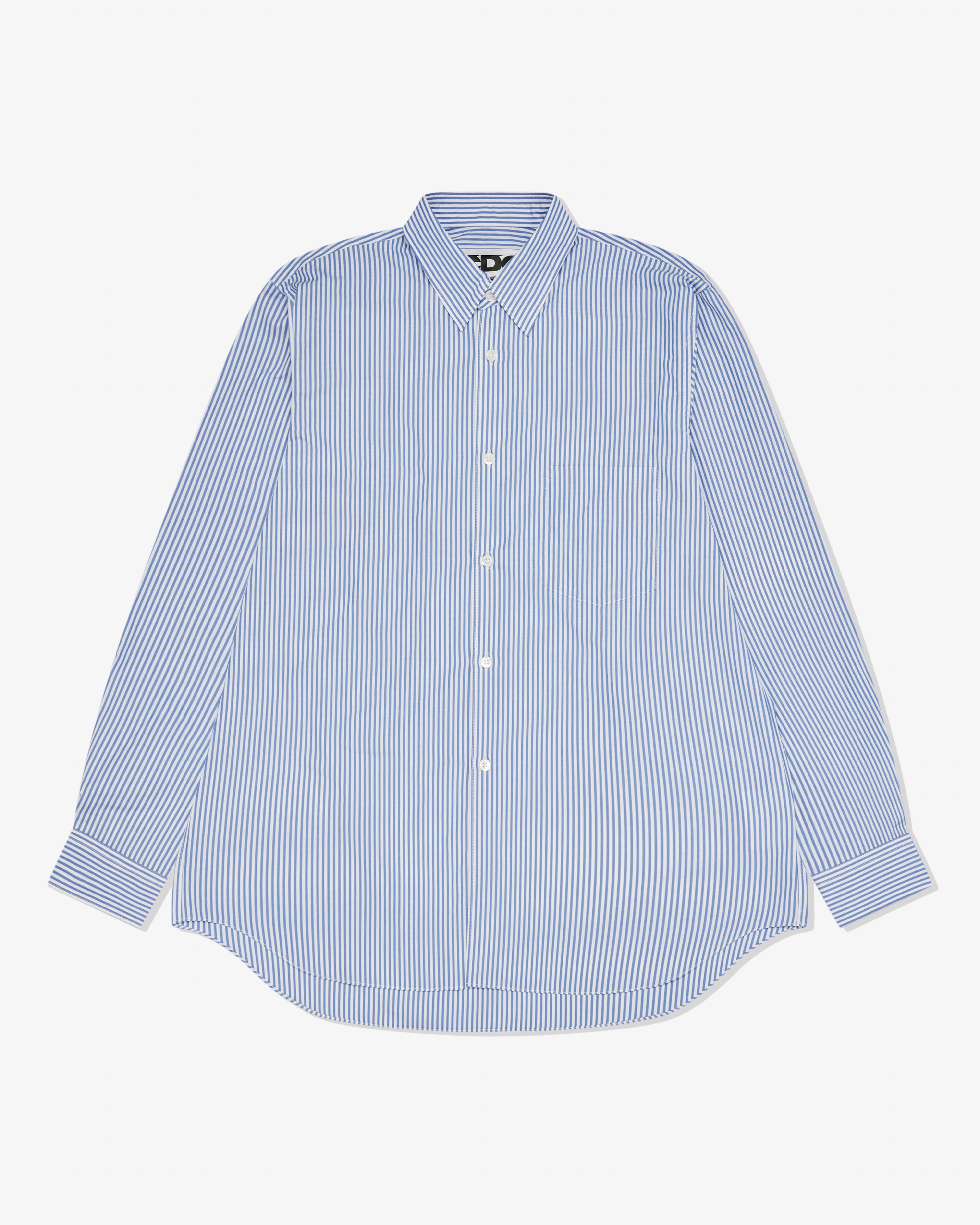 CDG: Logo Cotton Stripe Shirt (Blue) | DSMNY E-SHOP