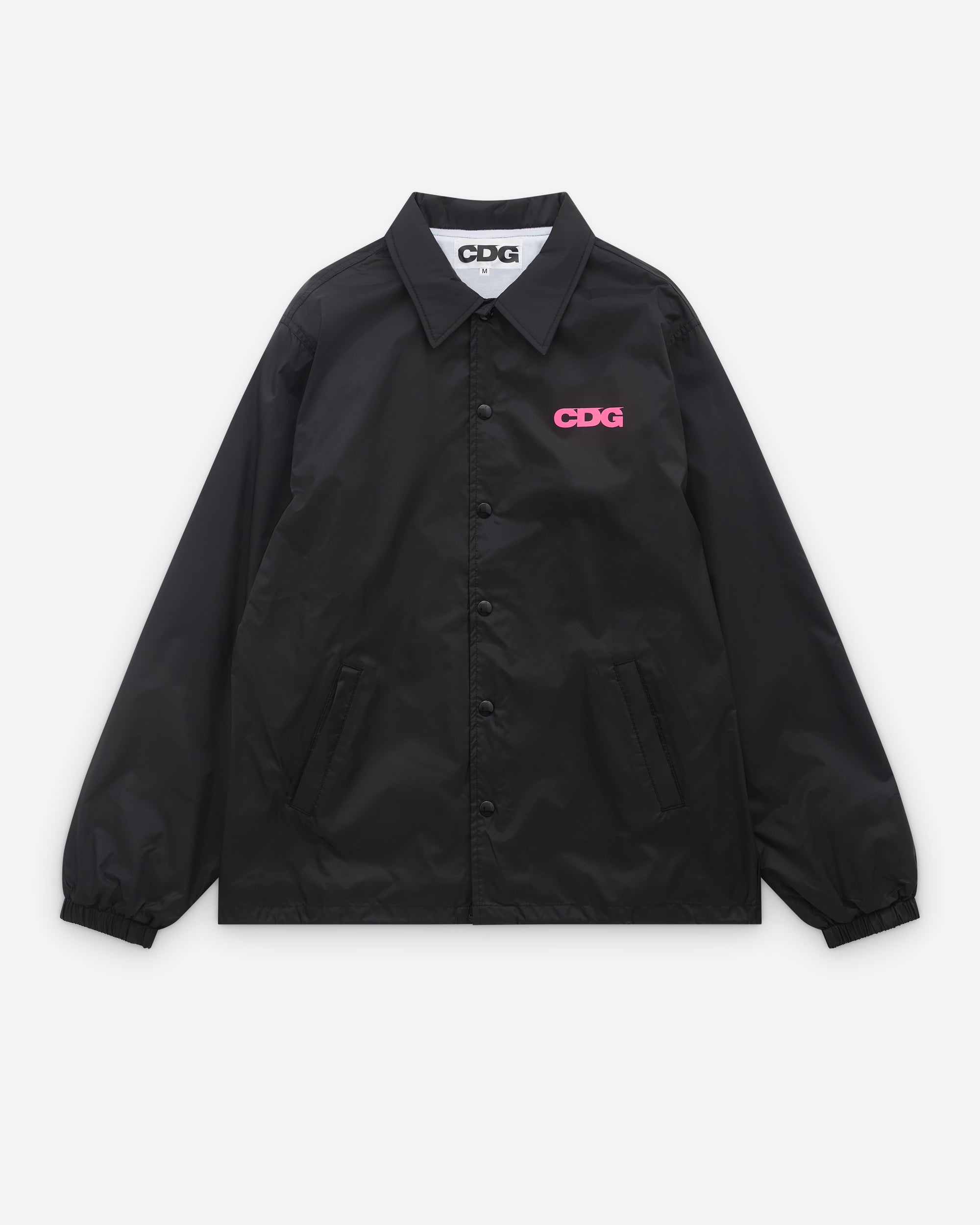 CDG: Pink Logo Coach Jacket (Black) | DSMNY E-SHOP