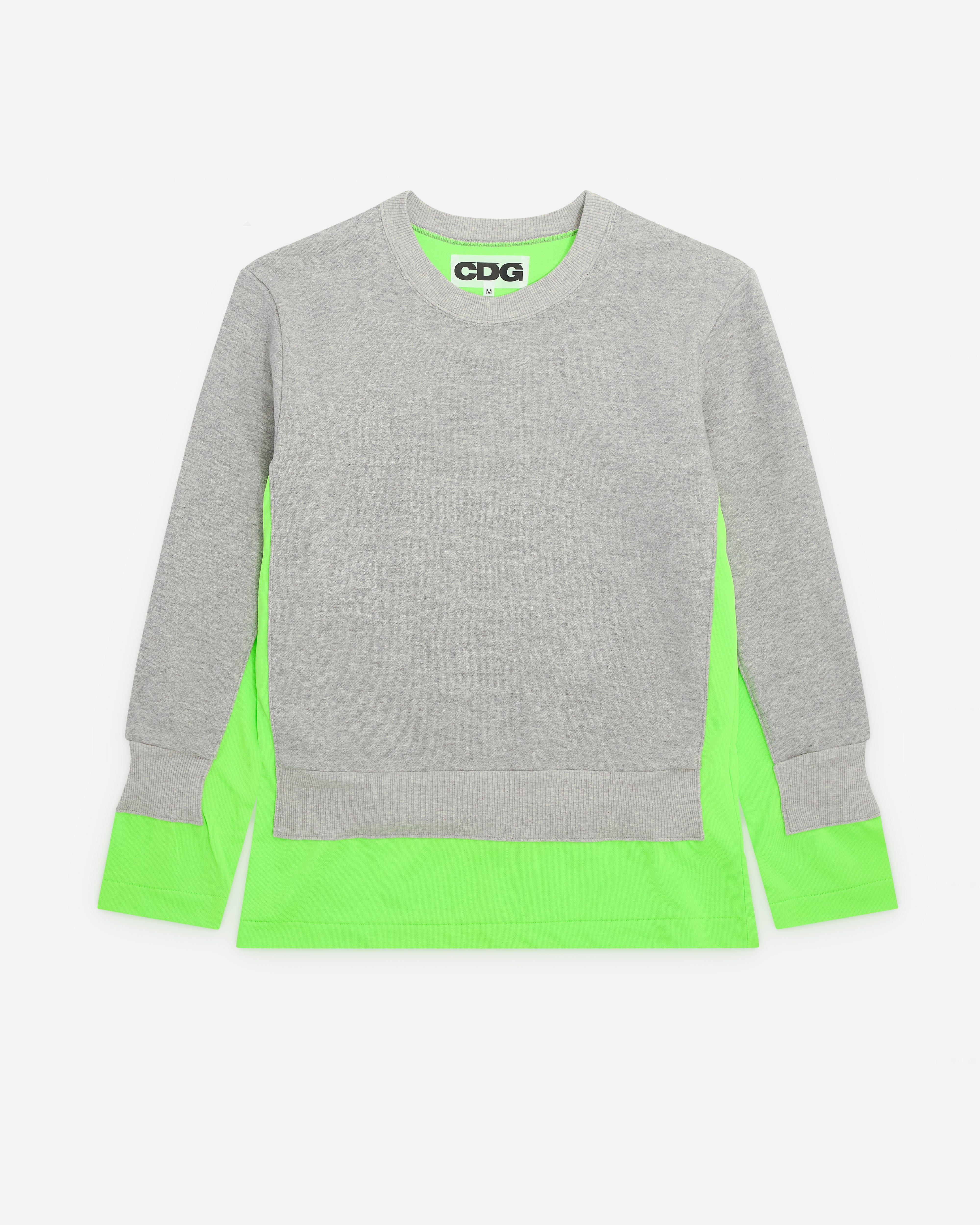 CDG: Fluorescent Layered Sweatshirt (Grey/Green) | DSMNY E-SHOP