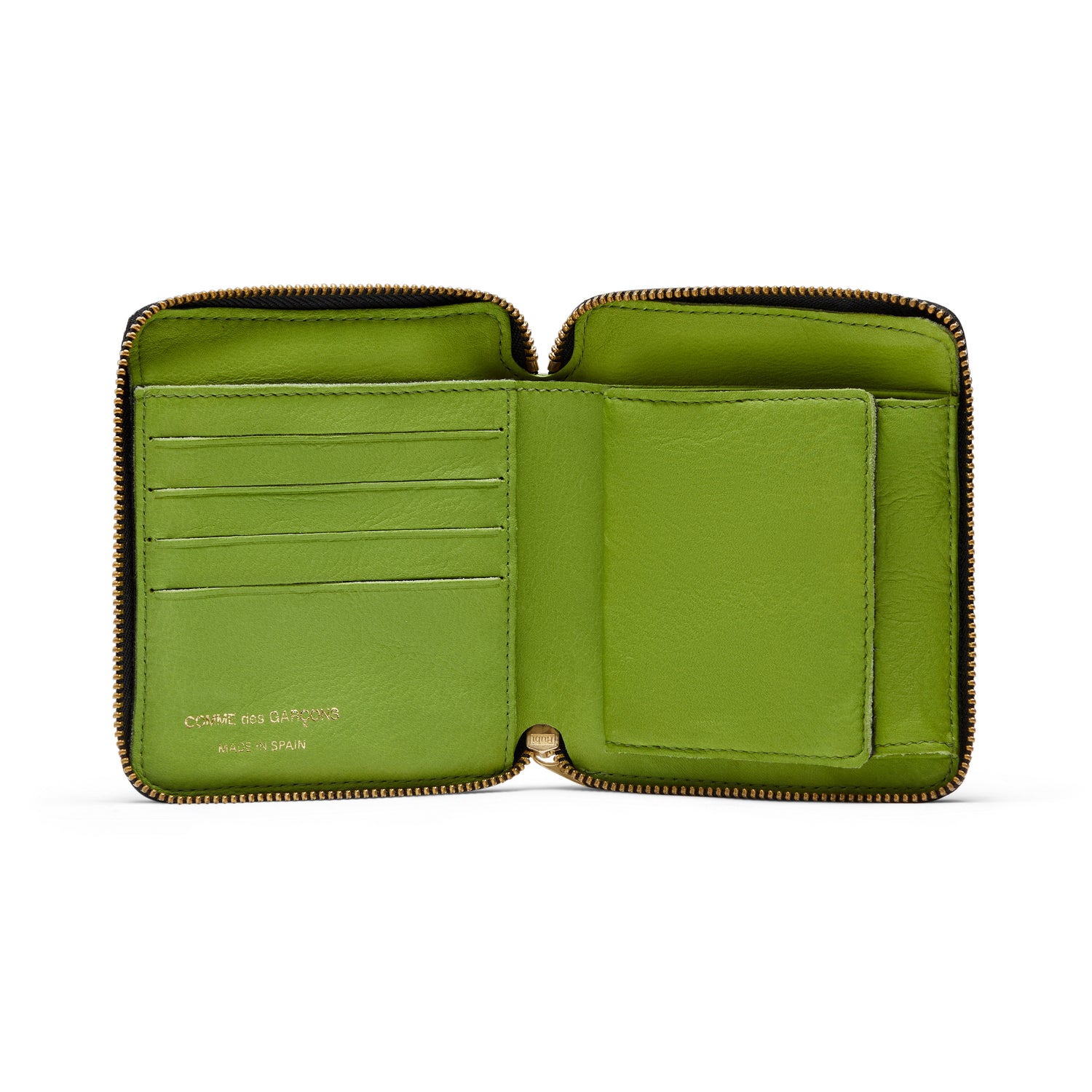 CDG Wallet: Washed Full Zip Around Wallet (Green) | DSMNY E-SHOP