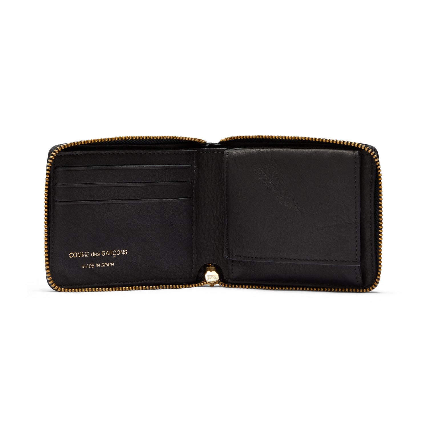 CDG Wallet: Washed Full Zip Around Wallet (Black) 7100 | DSMNY E-SHOP