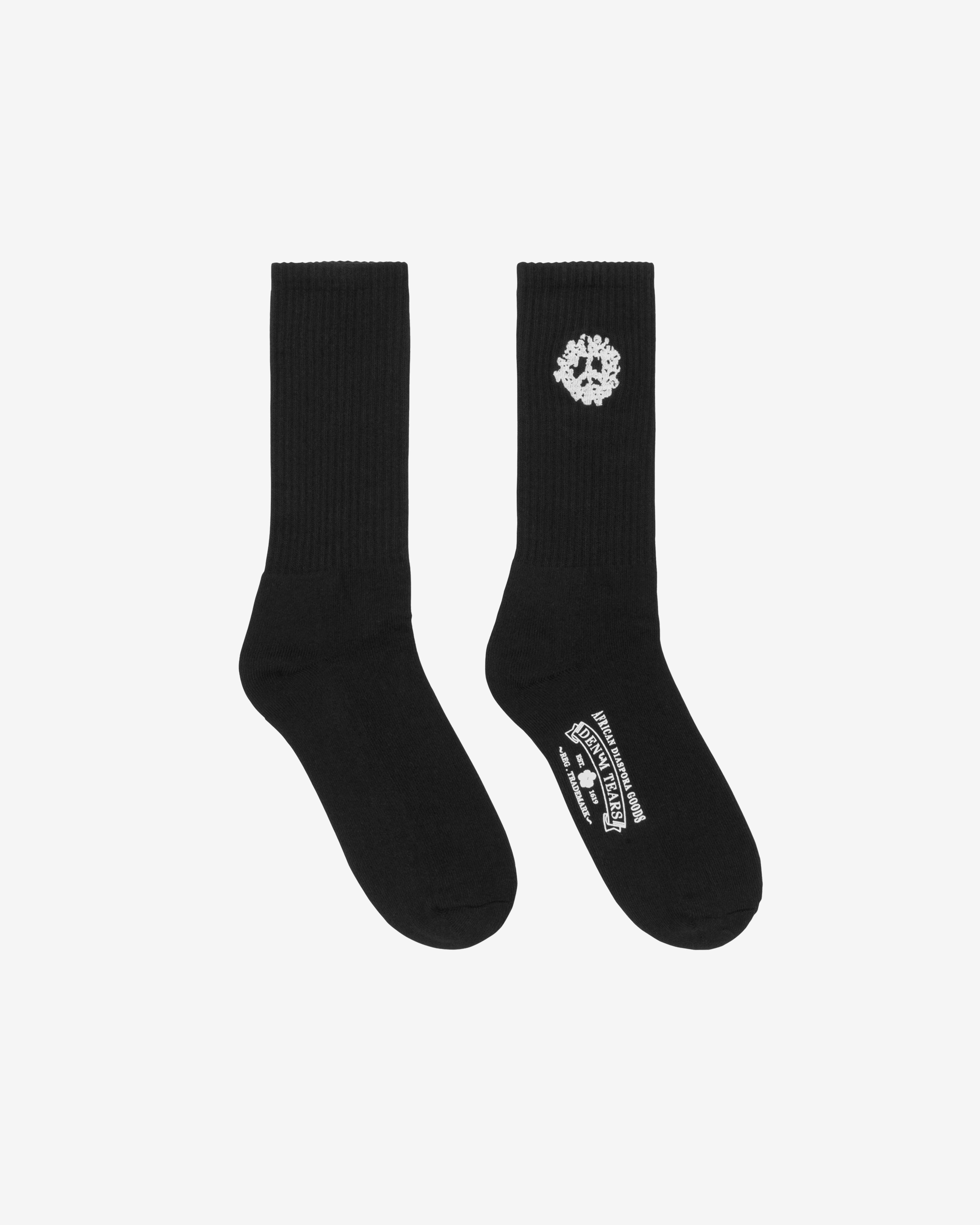 Denim Tears: Peace Wreath Socks (Black) | DSMNY E-SHOP