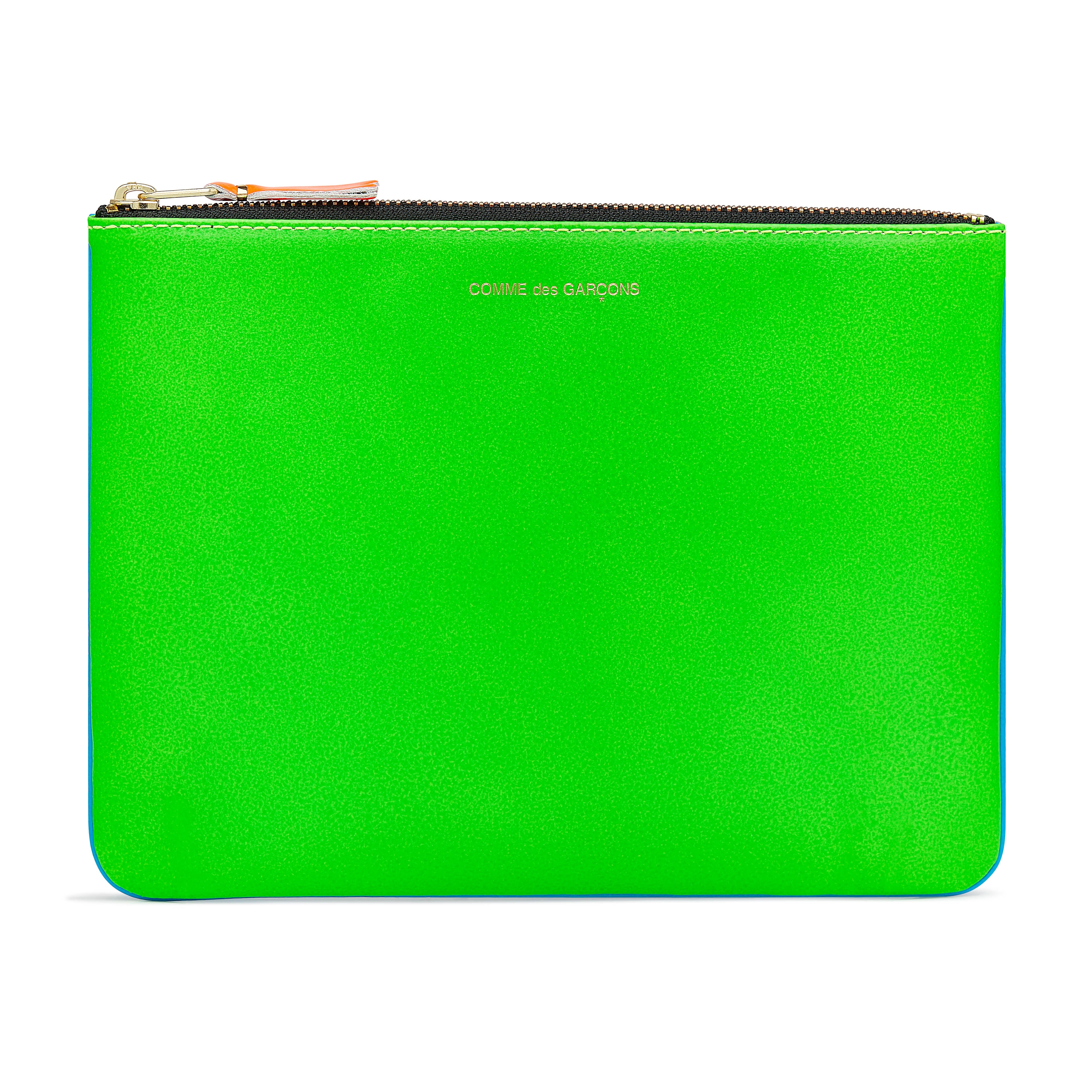 CDG Wallet: Super Fluo Large Zip Pouch (Blue/Green SA5100SF) | DSMNY E-SHOP